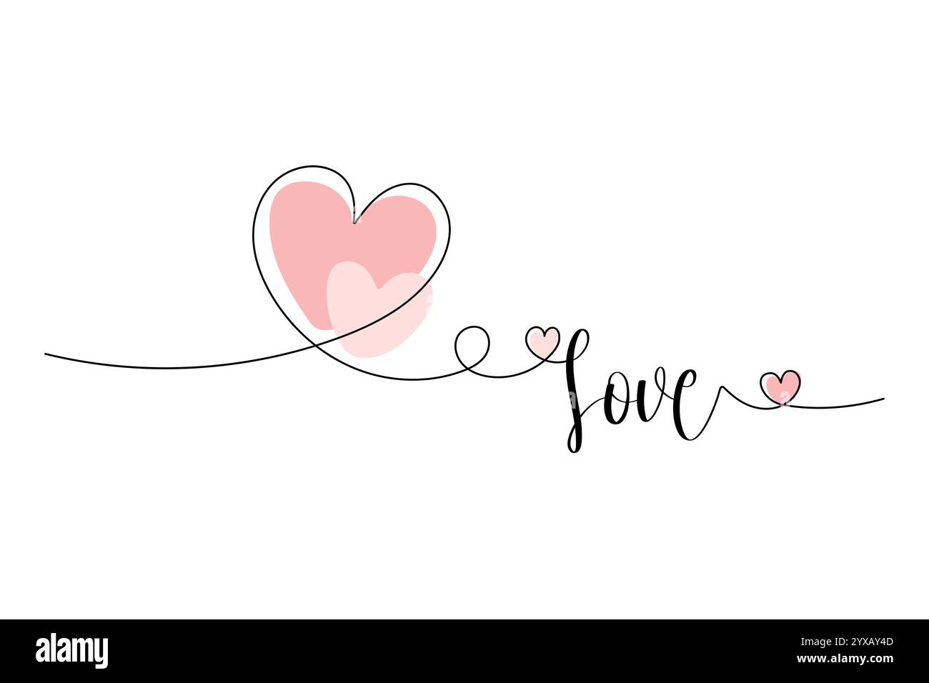 Love, heart, valentines day. Line drawing, one solid line and text. for ...