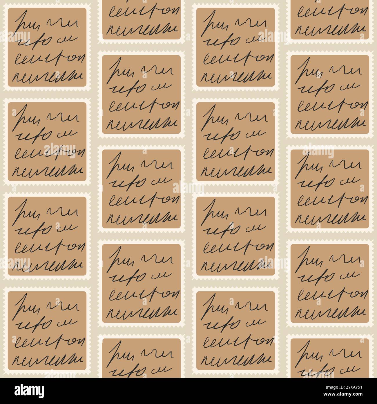Scribble Handwritten Script Text Square Seamless Pattern Unreadable