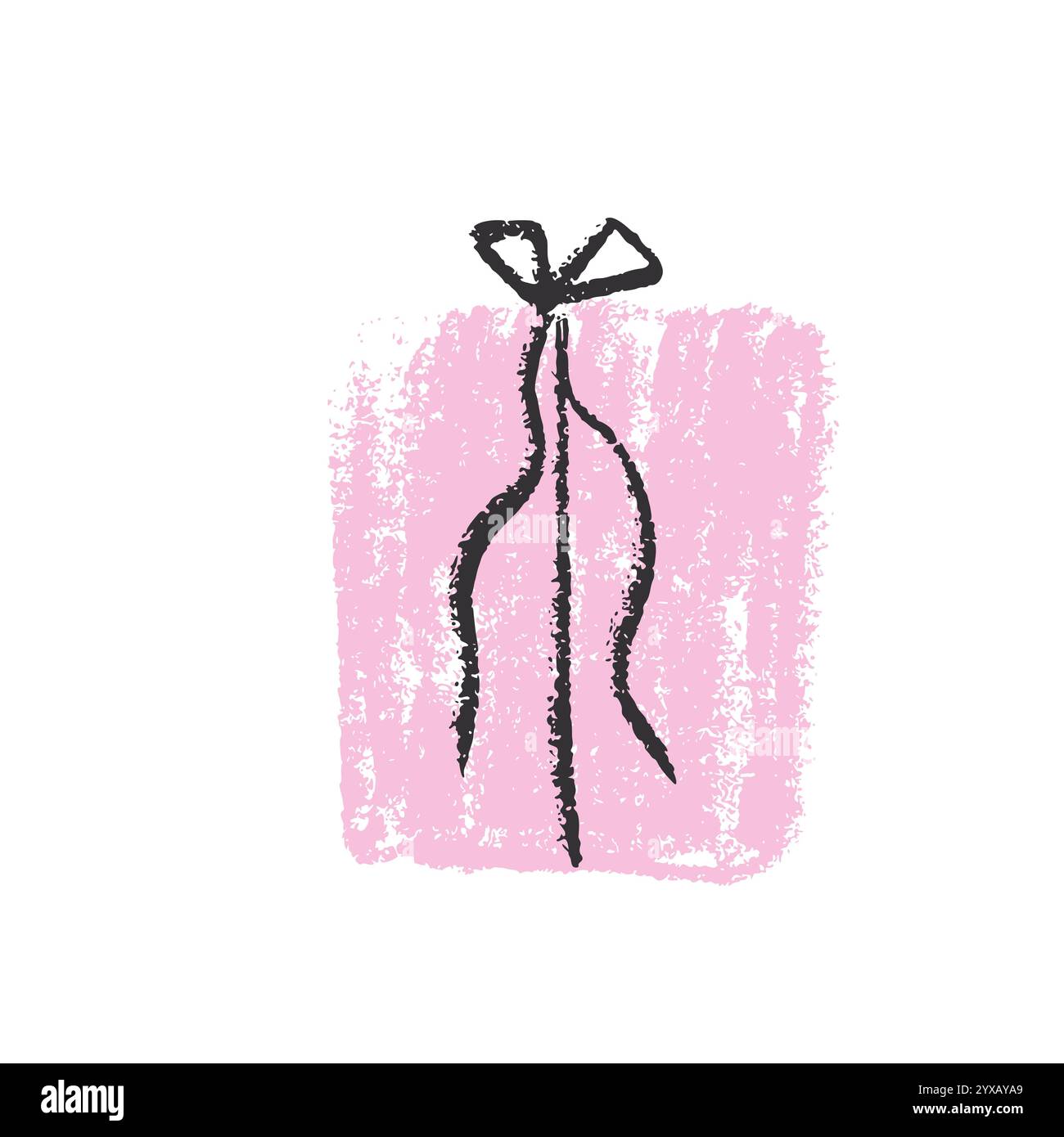 Crayon gift box. Scribble style festive present Chalk drawing holiday decorative packaging ...