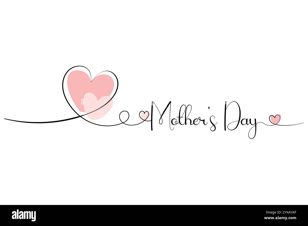 Mothers Day, heart. One solid line and text. for greeting card design ...
