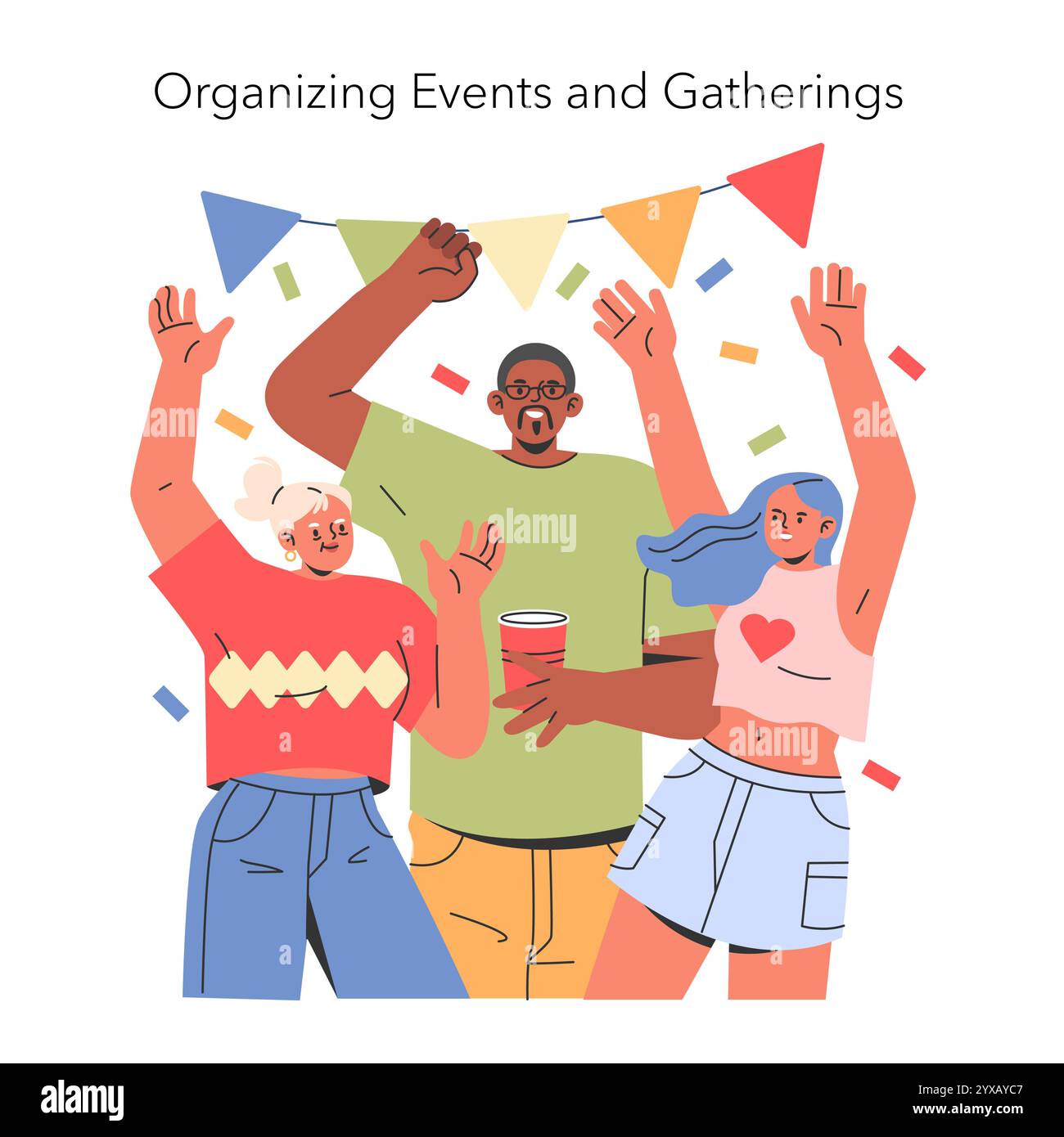 Young diverse people joyful Stock Vector Images - Alamy