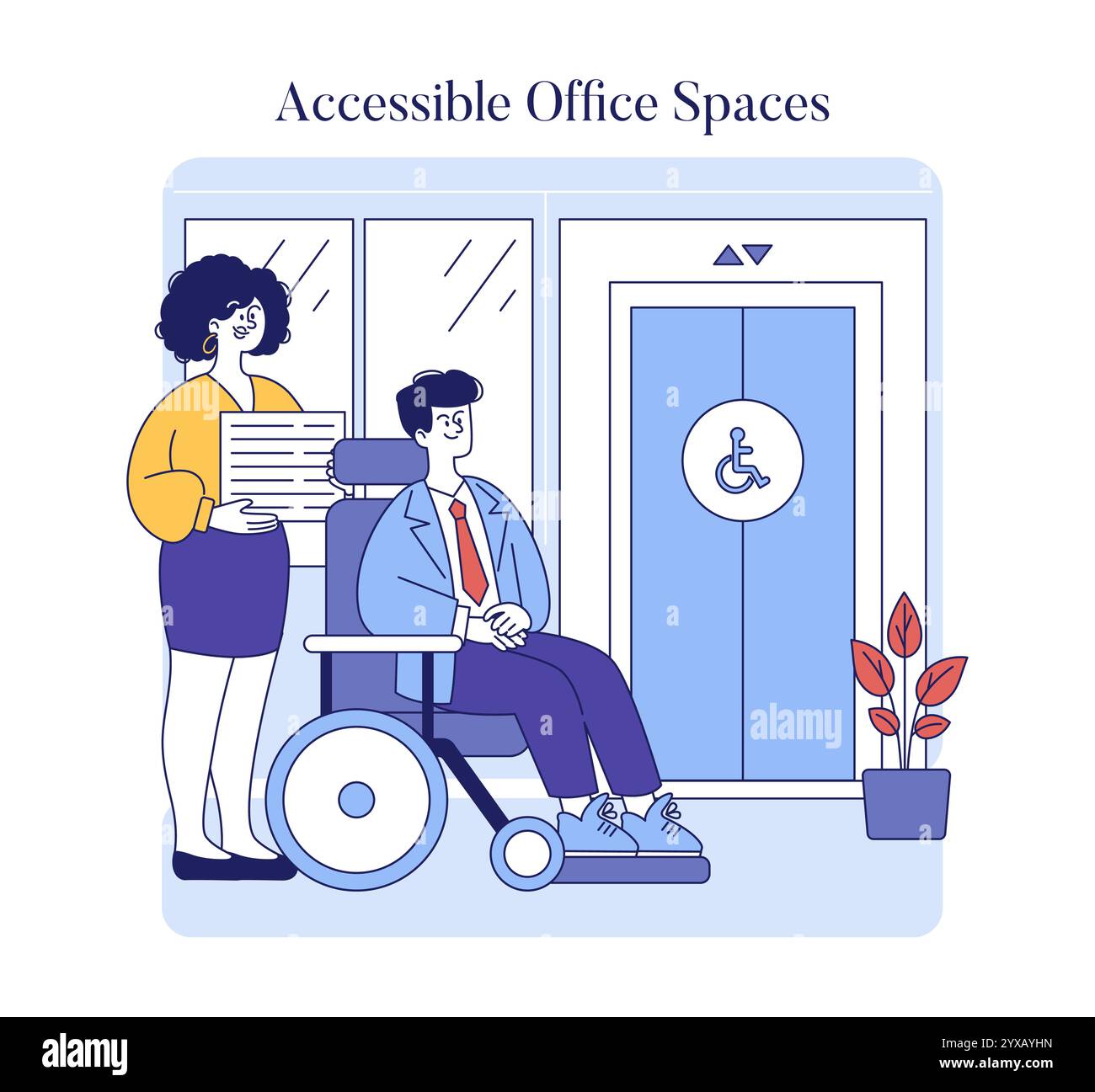 Accessible Office Spaces concept. Ensuring workplace inclusion with ...
