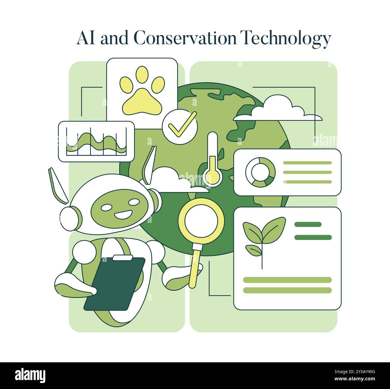 Ecosystem Conservation Concept Ai Robots Utilize Advanced Technology For Environmental