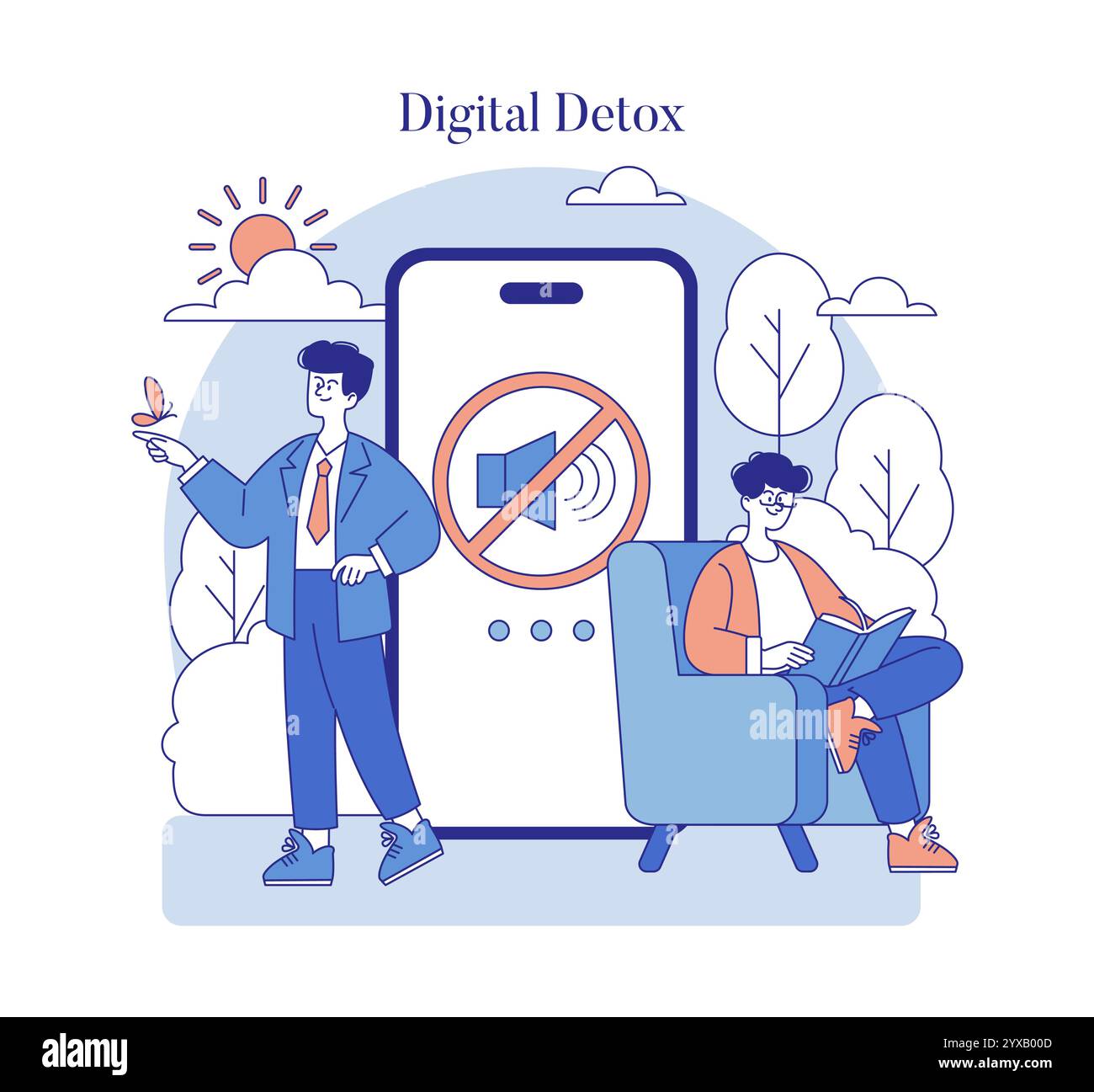 Digital Detox concept. Individuals engaging in outdoor activity and ...