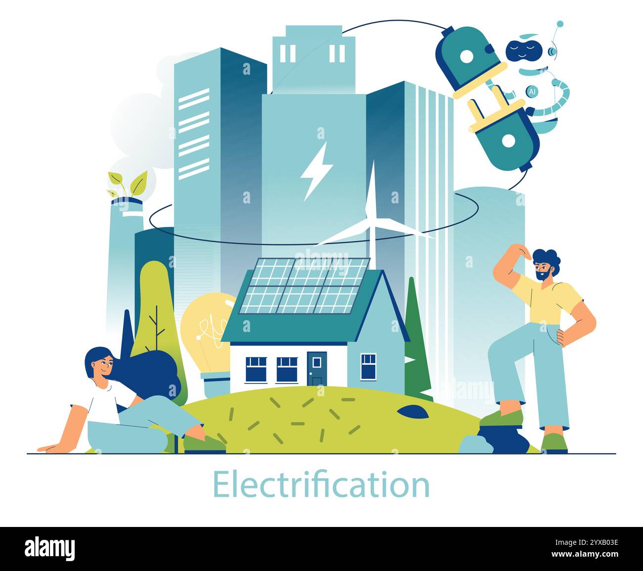 Electrification concept. Urban and residential transition to renewable ...