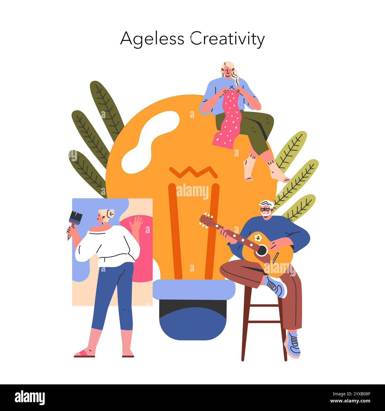 Ageless Creativity concept. Elderly individuals engaging in artistic ...