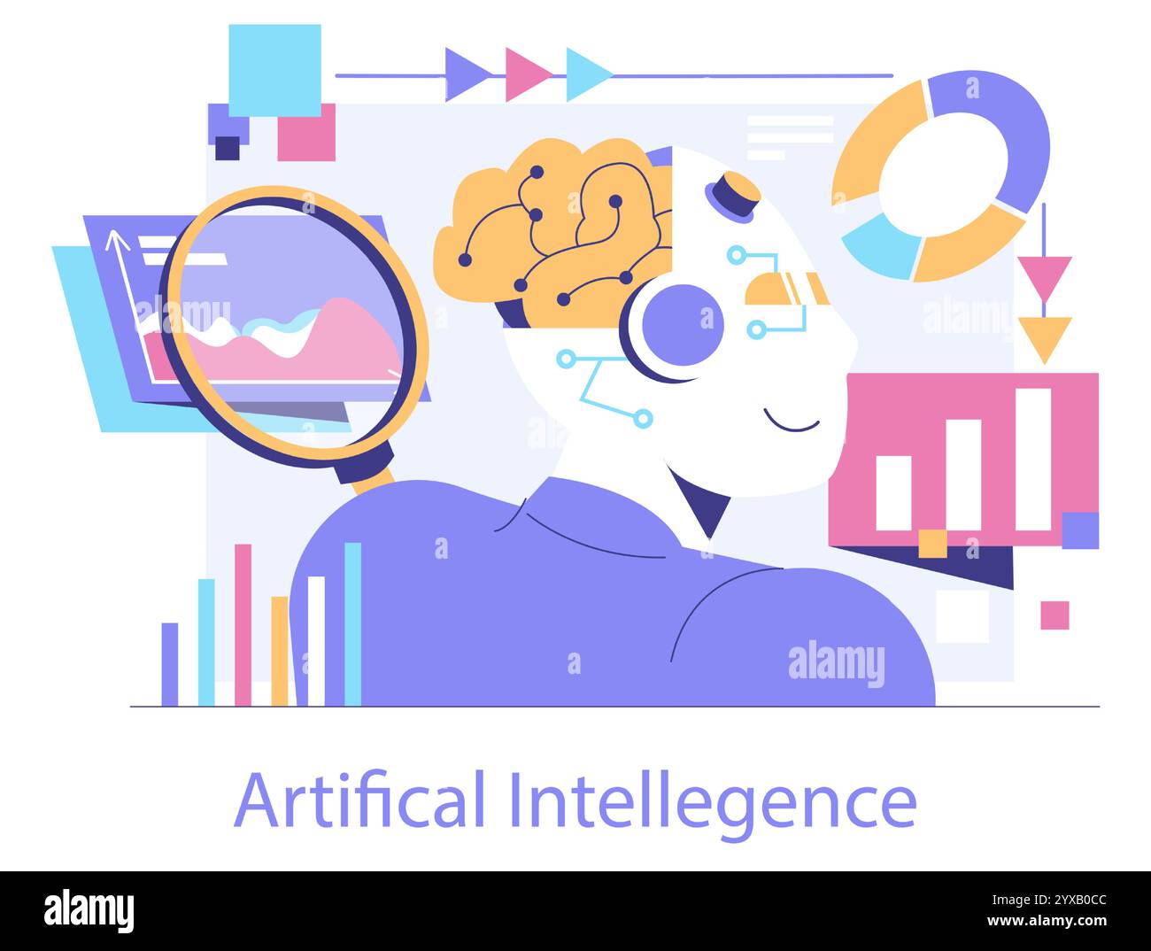Data Science concept. A stylized representation of AI analyzing data ...