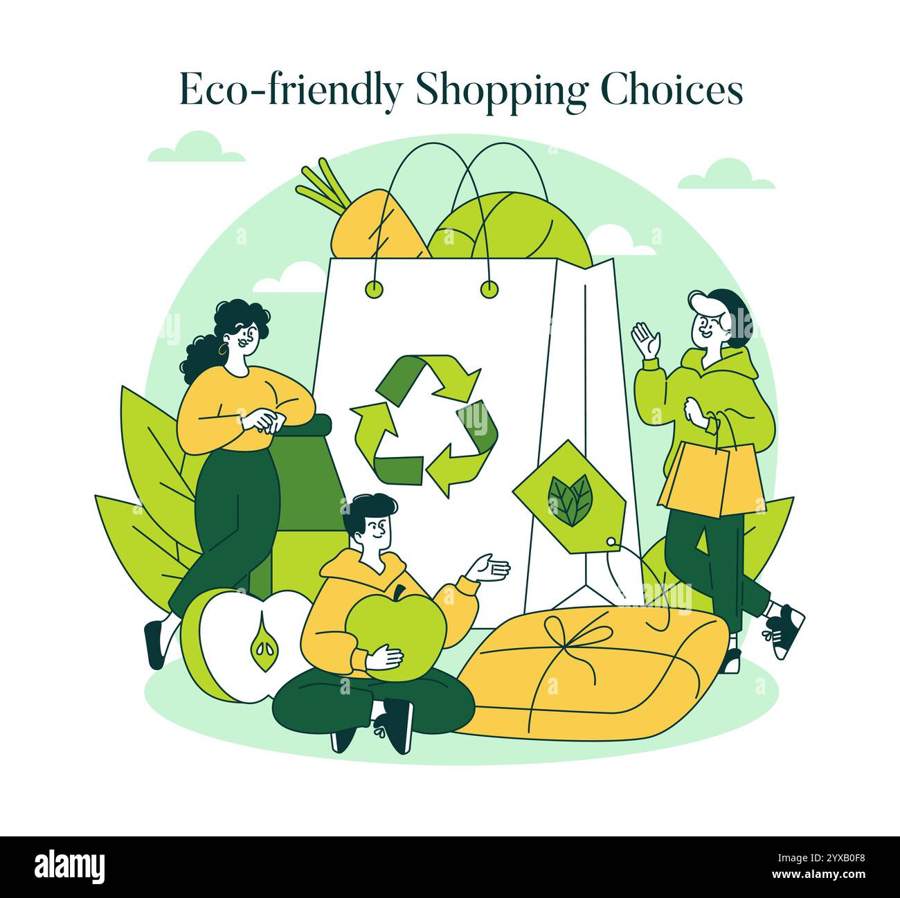 Green Lifestyle concept. People making sustainable shopping choices ...