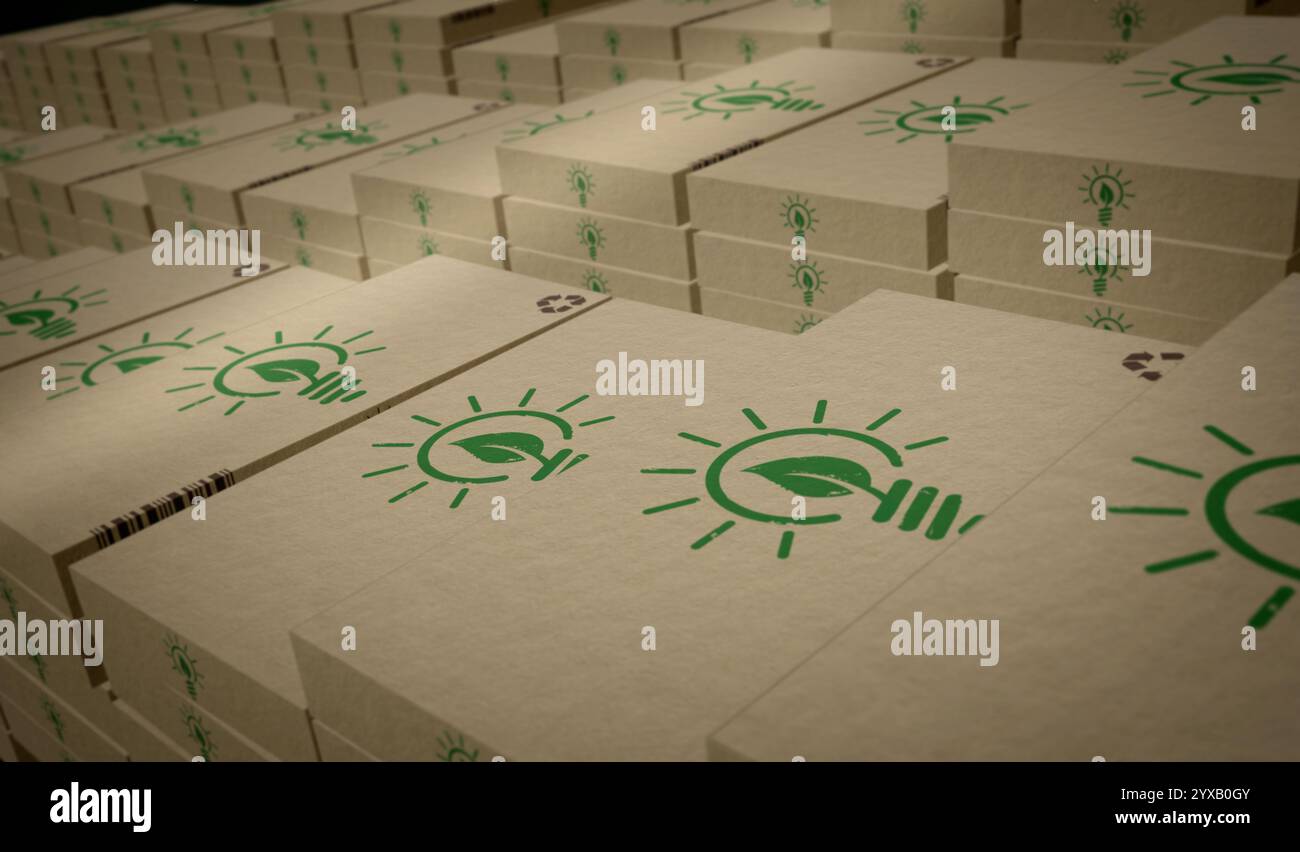 Eco friendly idea innovation box production line. Sustainable business ...