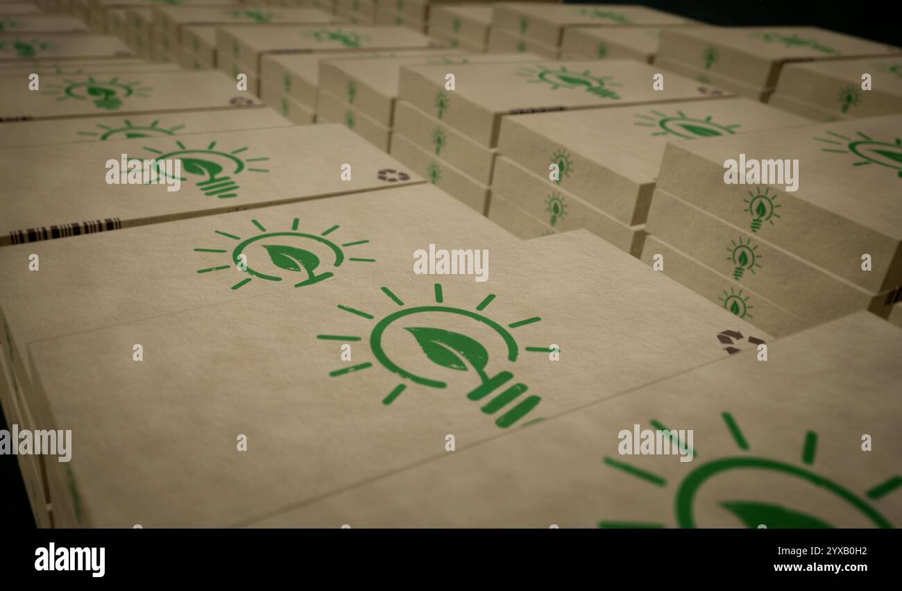 Eco friendly idea innovation box production line. Sustainable business ...