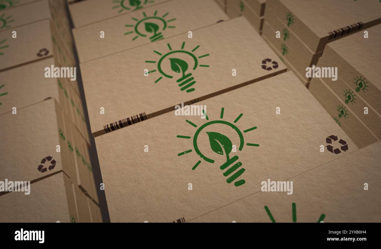 Eco friendly idea innovation box production line. Sustainable business ...