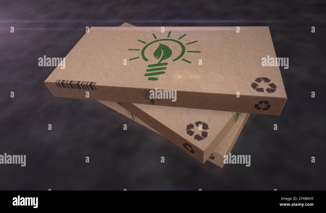 Eco friendly idea innovation box production line. Sustainable business ...