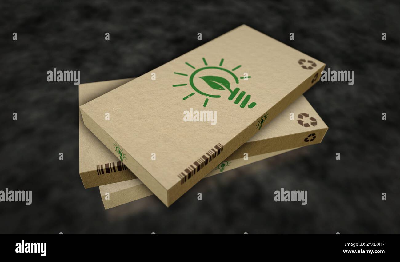 Eco friendly idea innovation box production line. Sustainable business ...