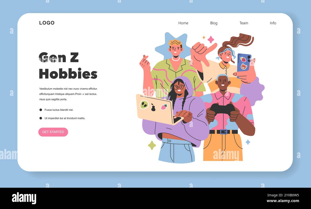 Gen Z Hobbies concept. Young adults engaging in modern activities like ...