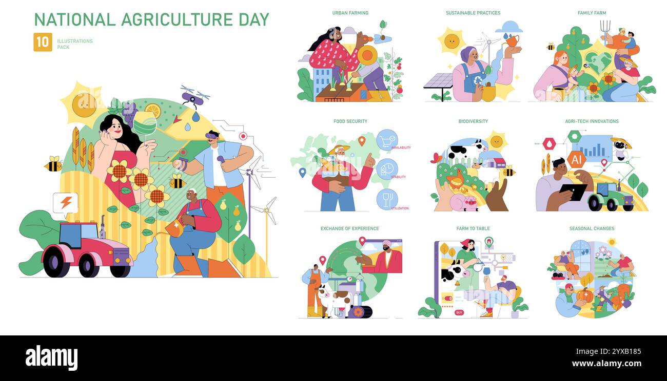 National Agriculture Day set. Celebrating diverse aspects of farming ...