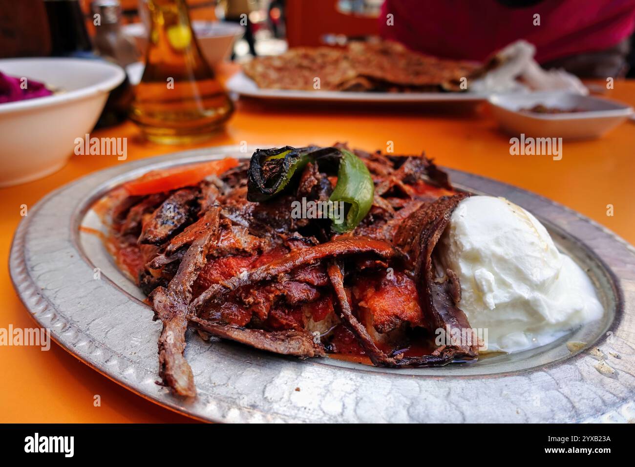 Famous Traditional Turkish Meal Delicious Doner Kebab with Yogurt and ...