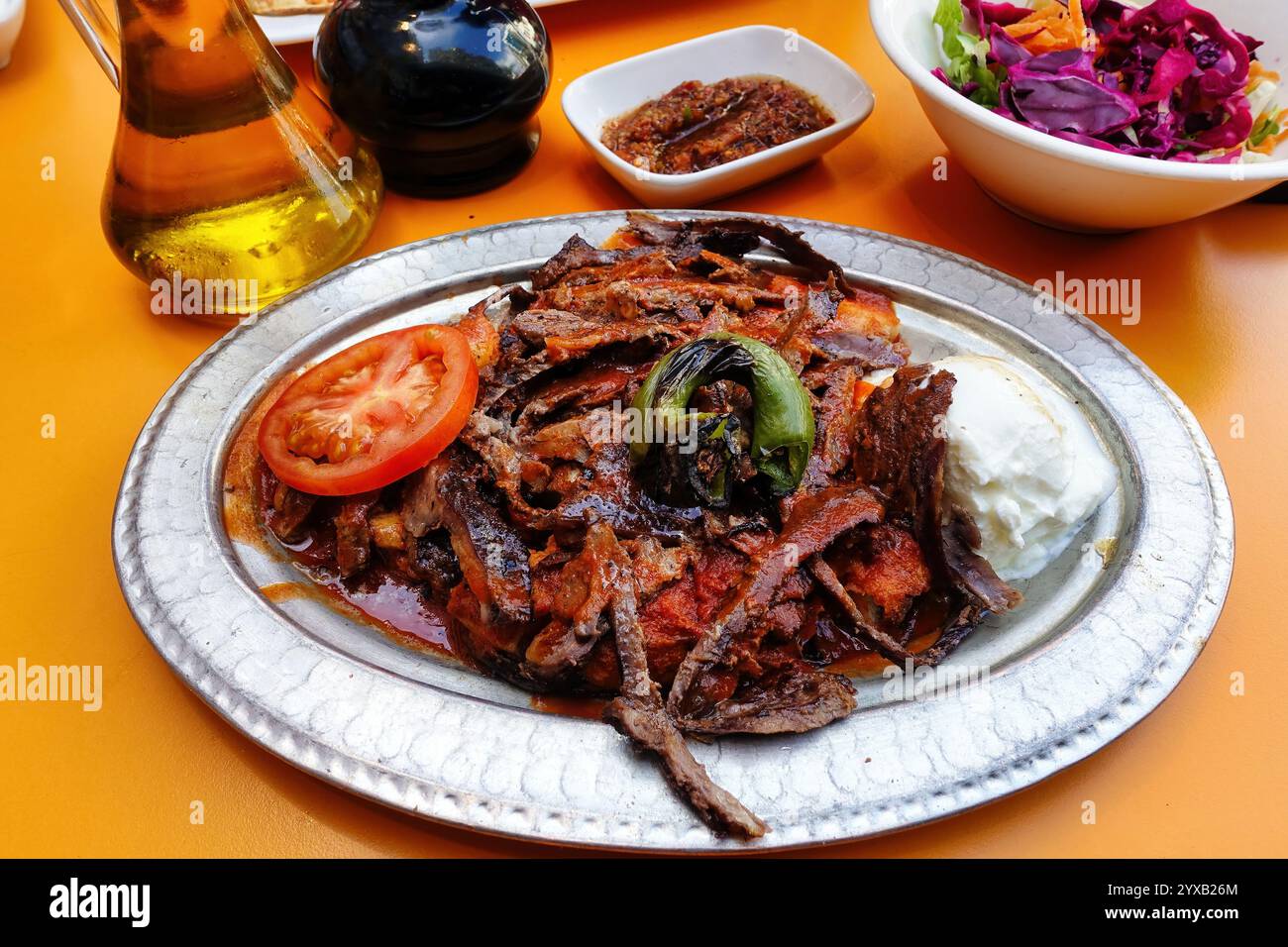 Famous Traditional Turkish Meal Delicious Doner Kebab with Yogurt and ...