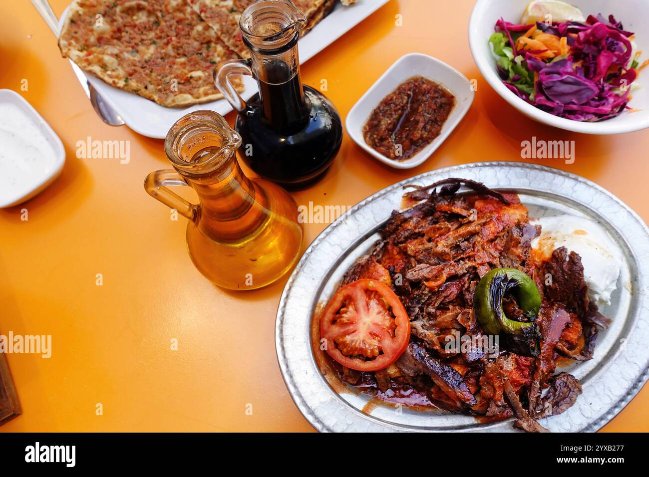 Famous Traditional Turkish Meal Delicious Doner Kebab with Yogurt and ...