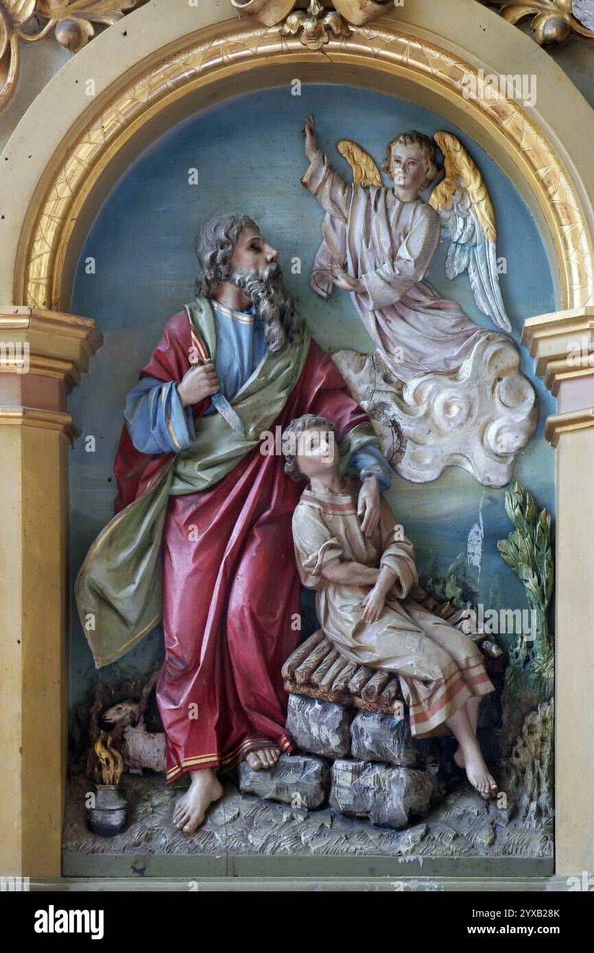Sacrifice of Isaac, main altar in the parish church of the Sacred Heart ...