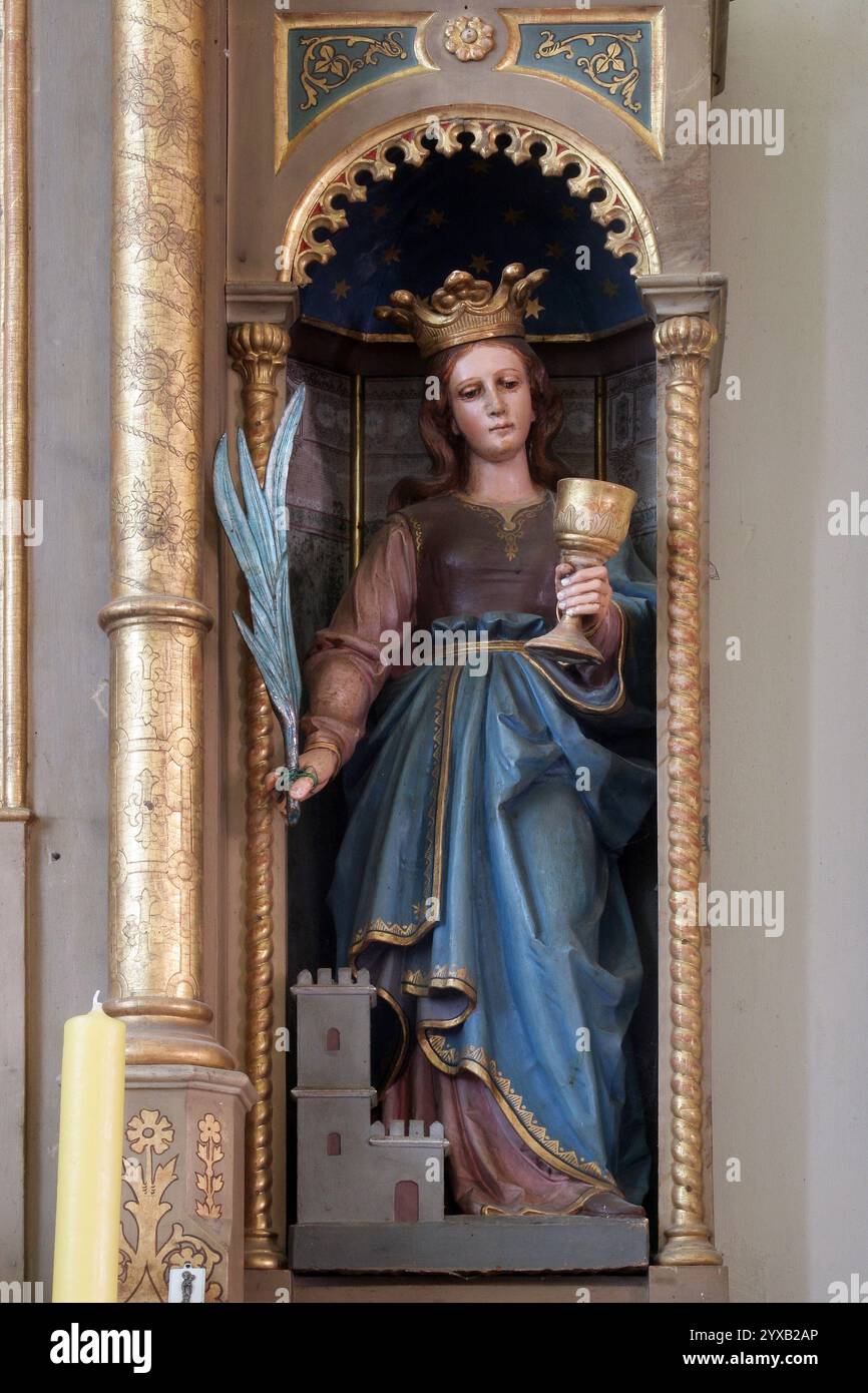 Saint Barbara, statue on the altar of the Queen of the Holy Rosary in ...