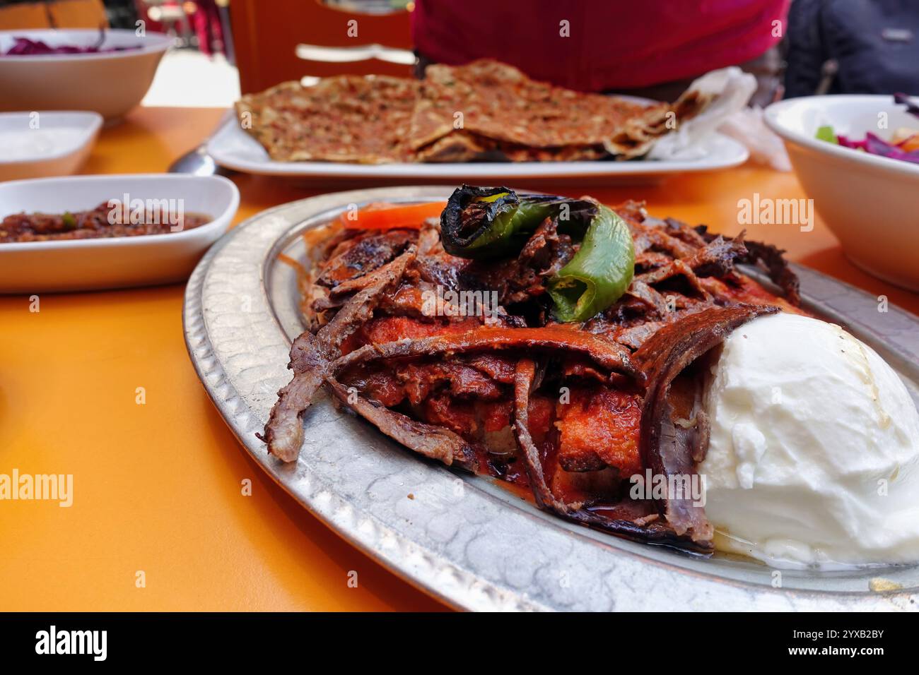 Famous Traditional Turkish Meal Delicious Doner Kebab with Yogurt and ...