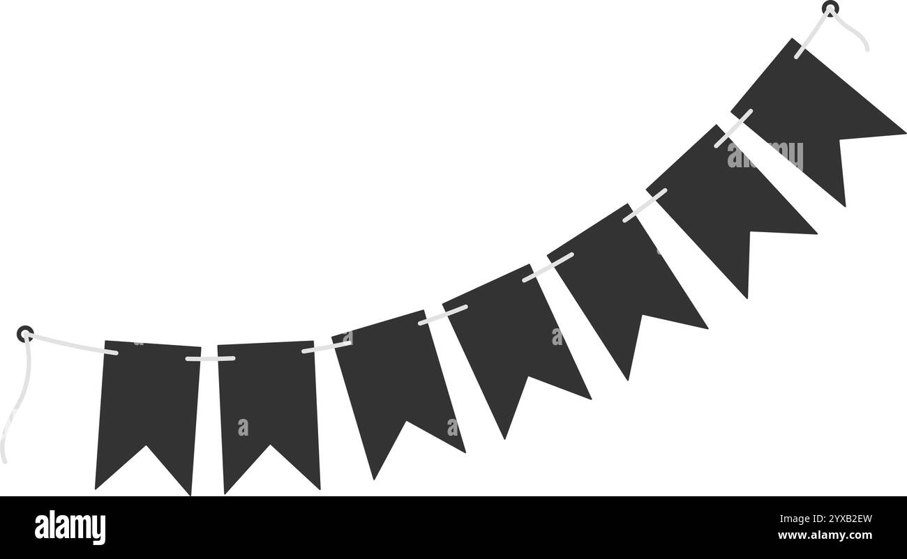 Black Day festive Pennant garland in grayscale. 14 April greeting or ...