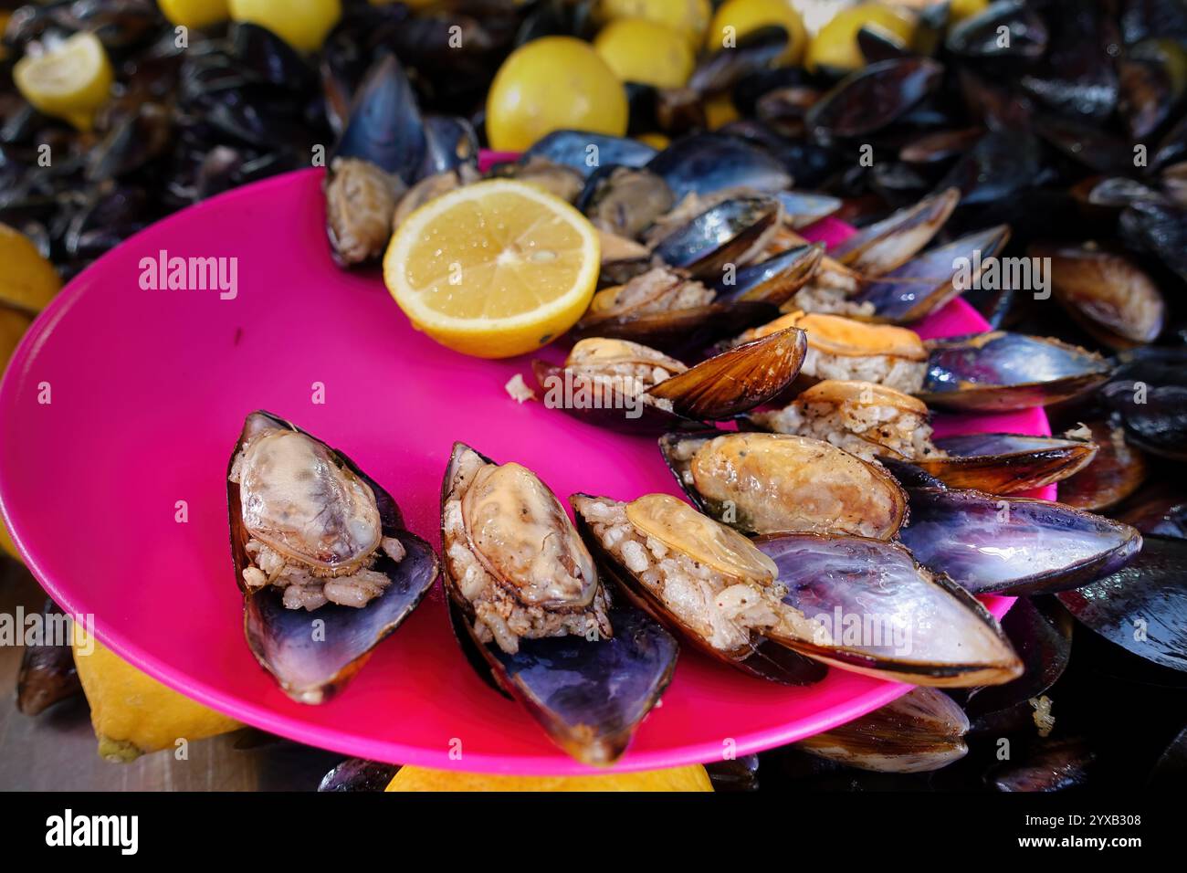 Traditional Turkish Street Food Mussels Prepared with Rice Photo Stock ...