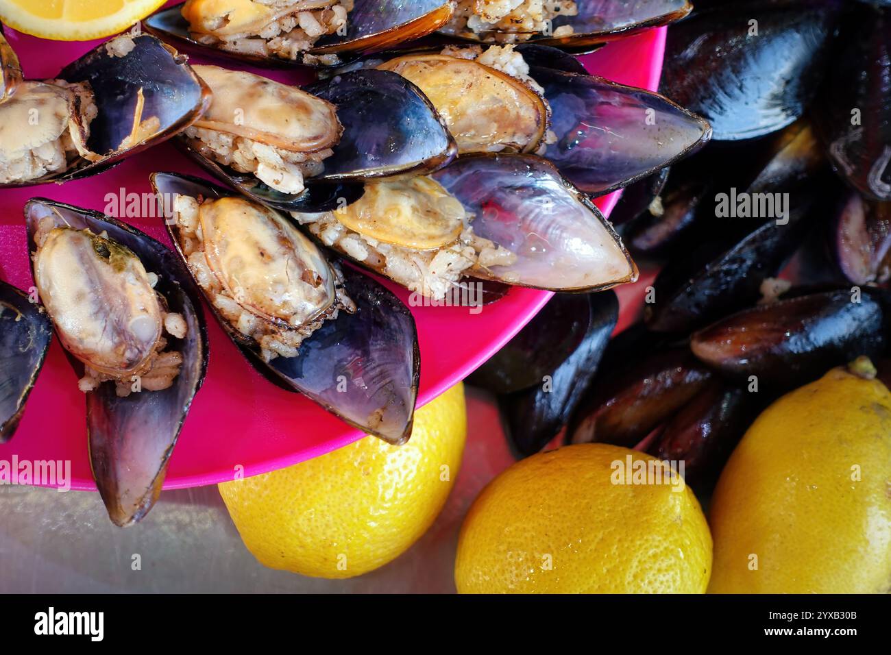 Traditional Turkish Street Food Mussels Prepared with Rice Photo Stock ...