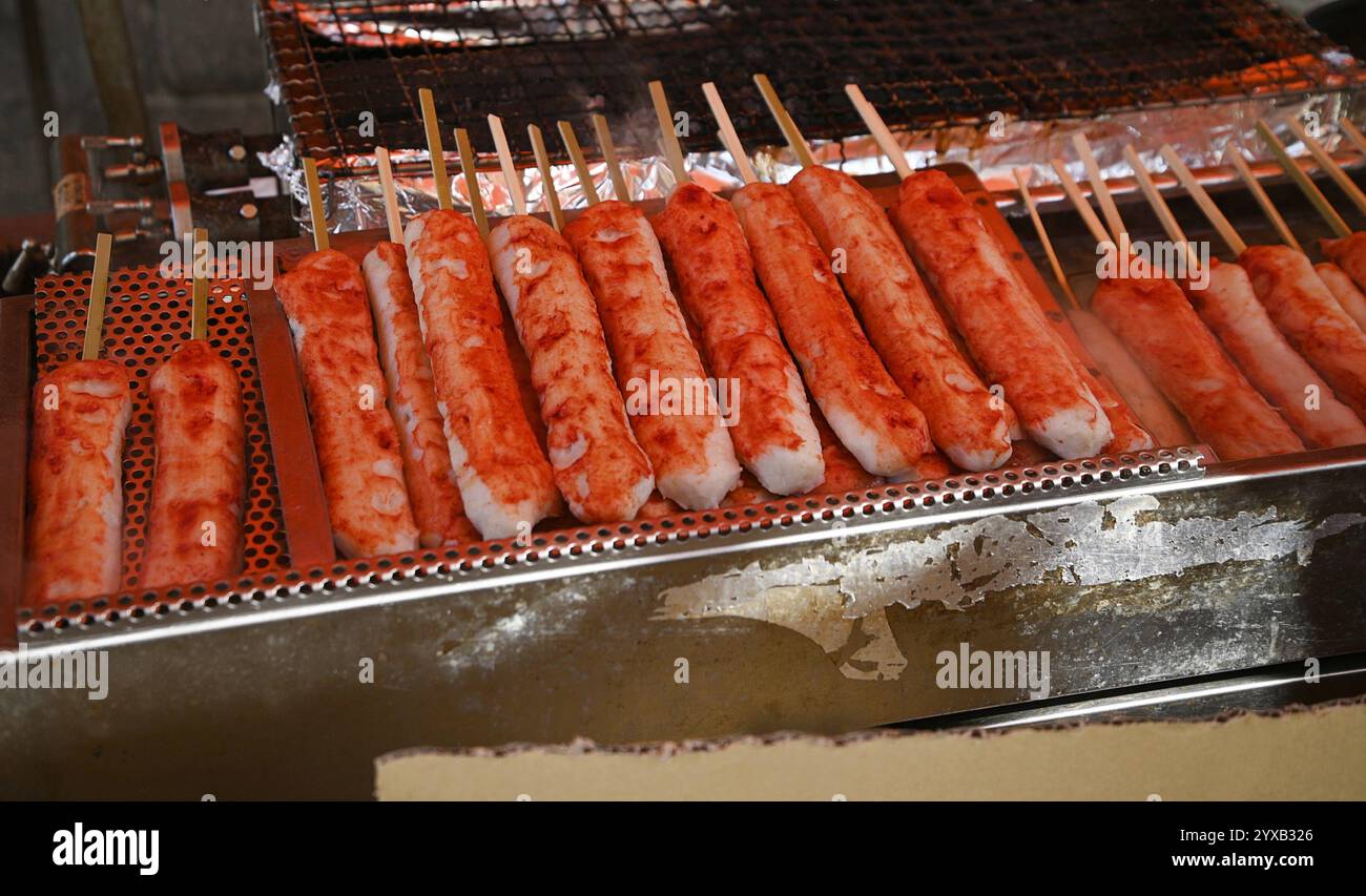 Fresh baked crab sticks on display at the Fushimi inari-taisha street ...