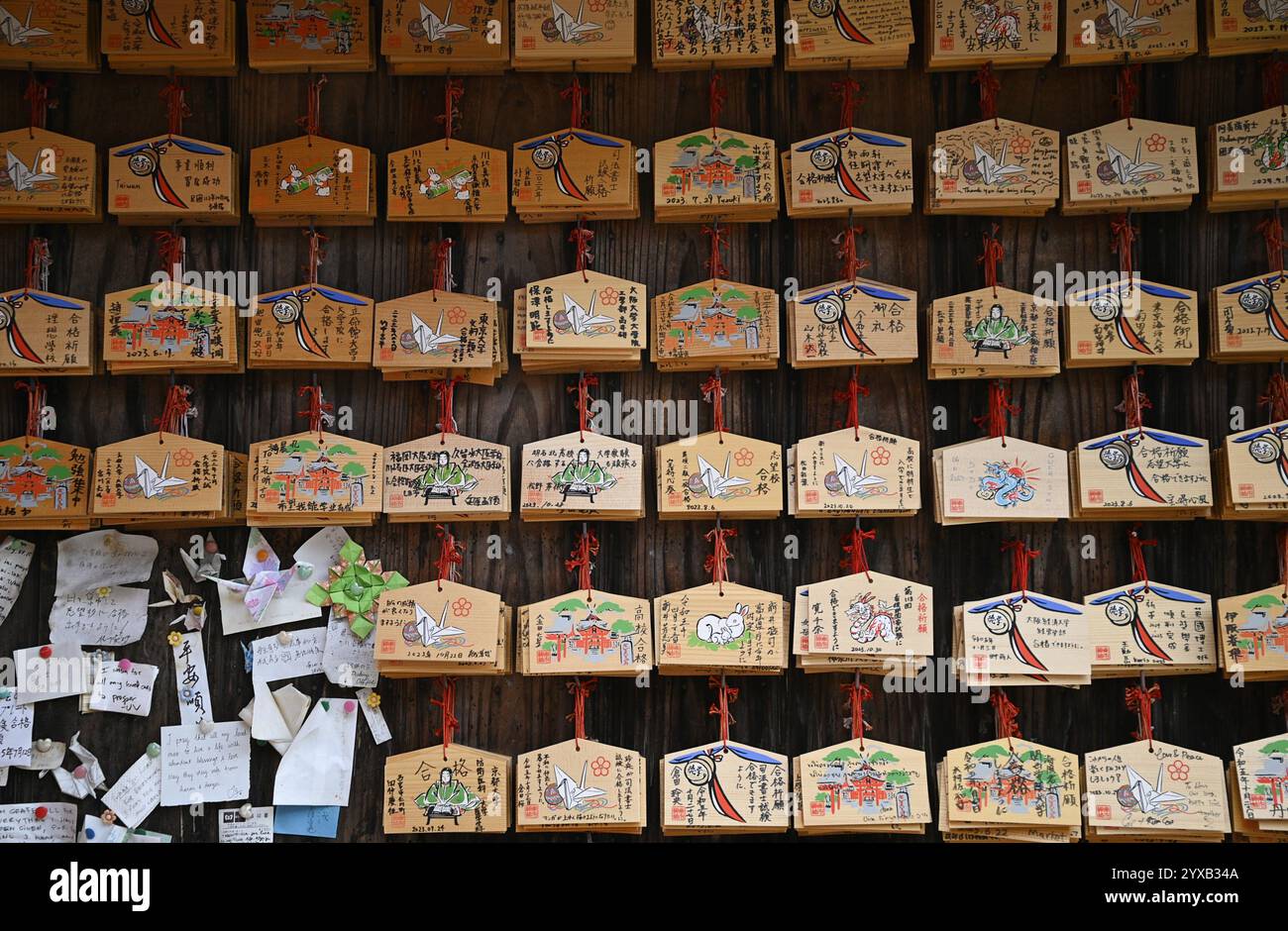 Japanese Ema wooden plaques the traditional votive talismans at the ...