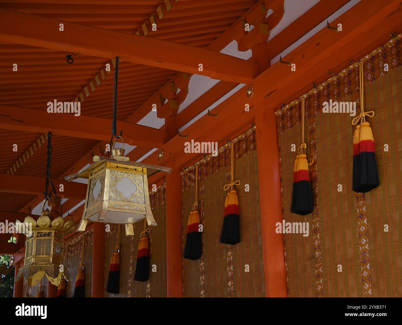 Traditional Japanese golden votive hanging Tsuridoro lanterns on the ...