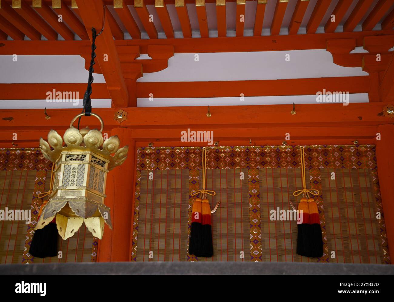 Traditional Japanese golden votive hanging Tsuridoro lantern on the ...