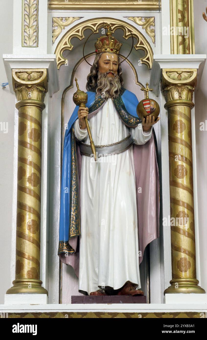 Saint Stephen of Hungary, statue on the altar of the Sacred Heart of ...
