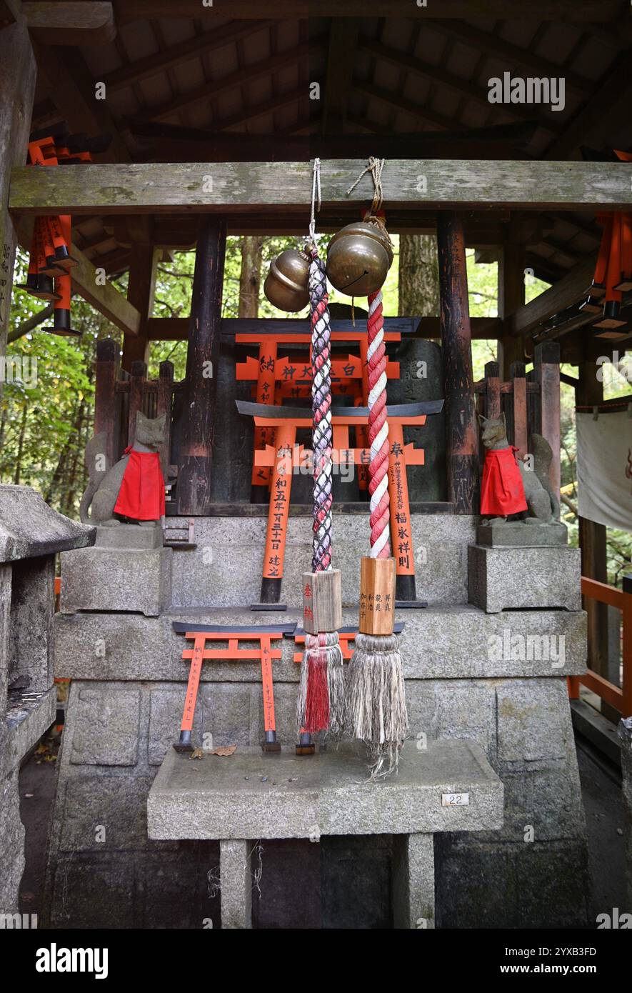 Shinto graveyard at the Shrine of Fushimi Inari-taisha with Otsuka stones, kitsune foxes and ...