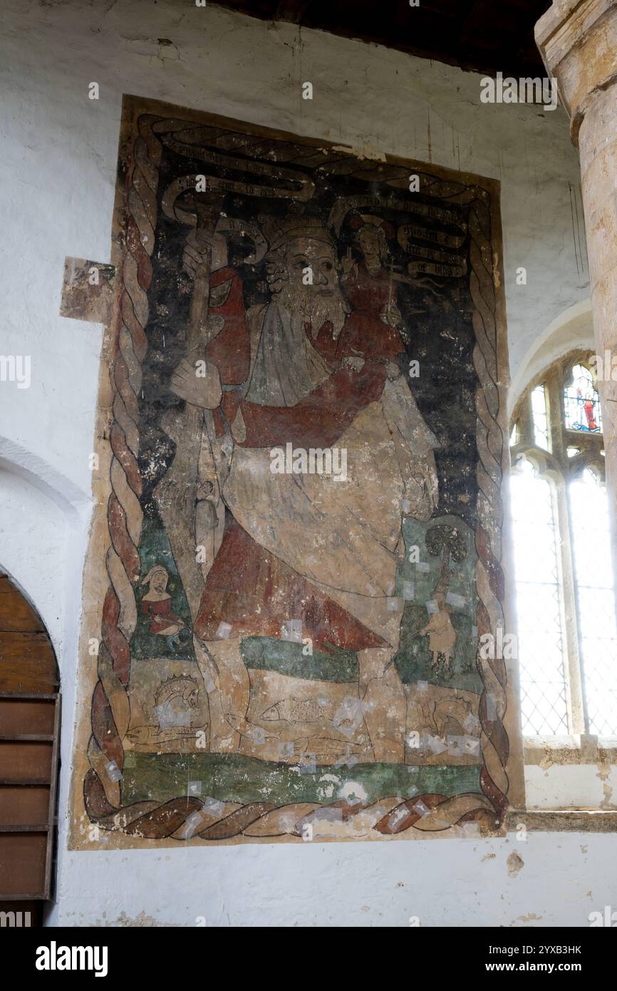 Medieval wall painting, St. Etheldreda`s Church, Horley, Oxfordshire ...