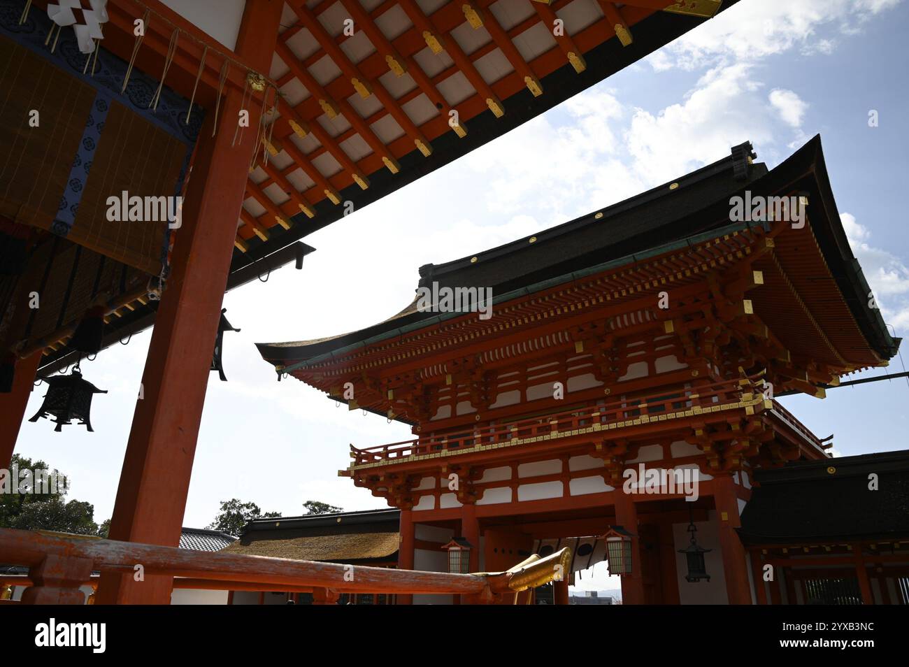 Scenic view of the "rōmon" the two storied gate entrance to the sacred ...