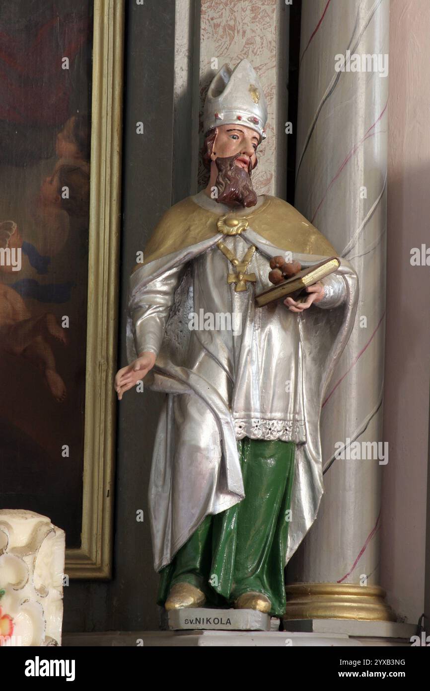 Saint Nicholas, statue on the Altar of the Holy Trinity in the parish ...