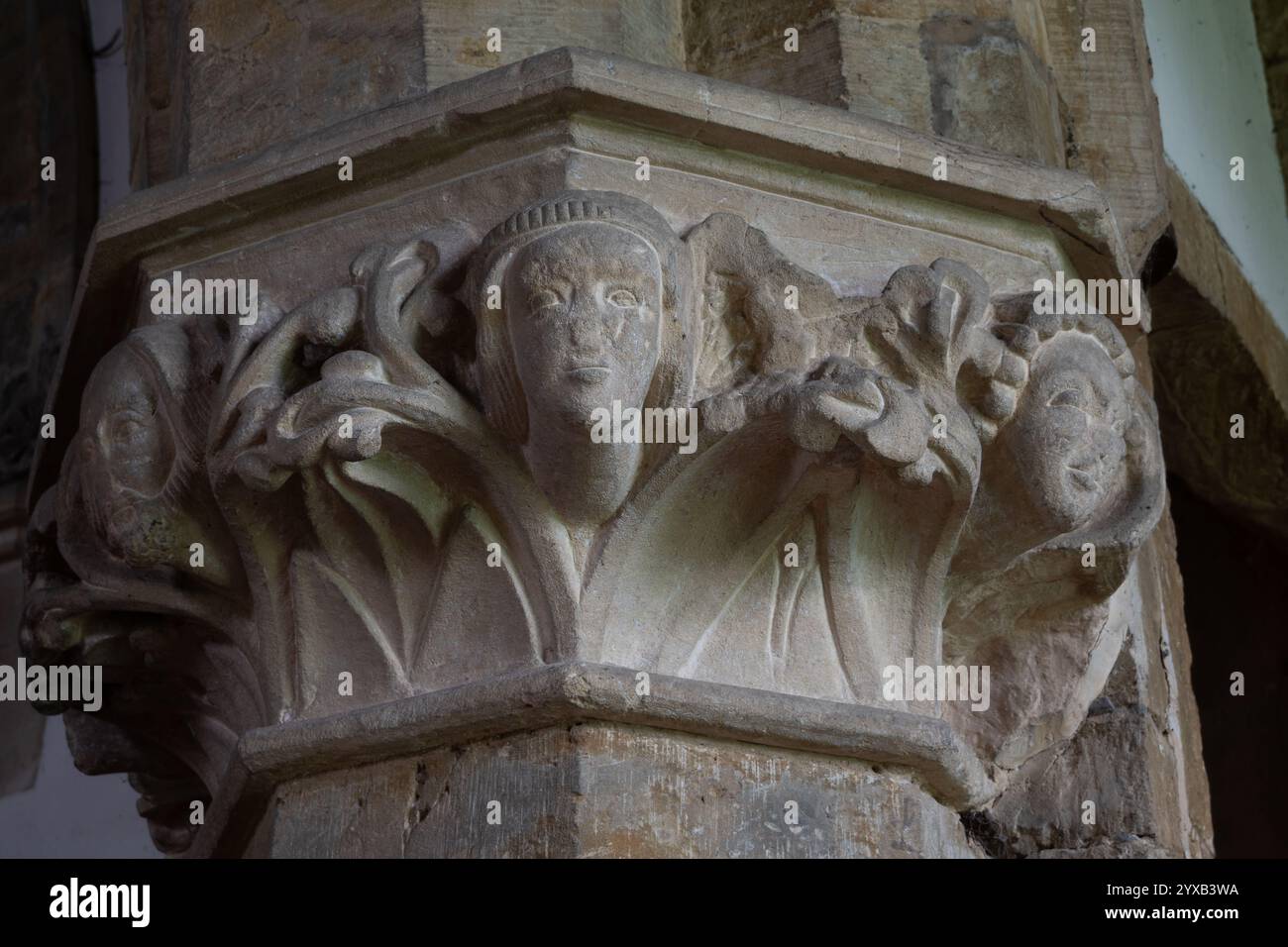 Carved capital, Holy Trinity Church, Shenington, Oxfordshire, England ...