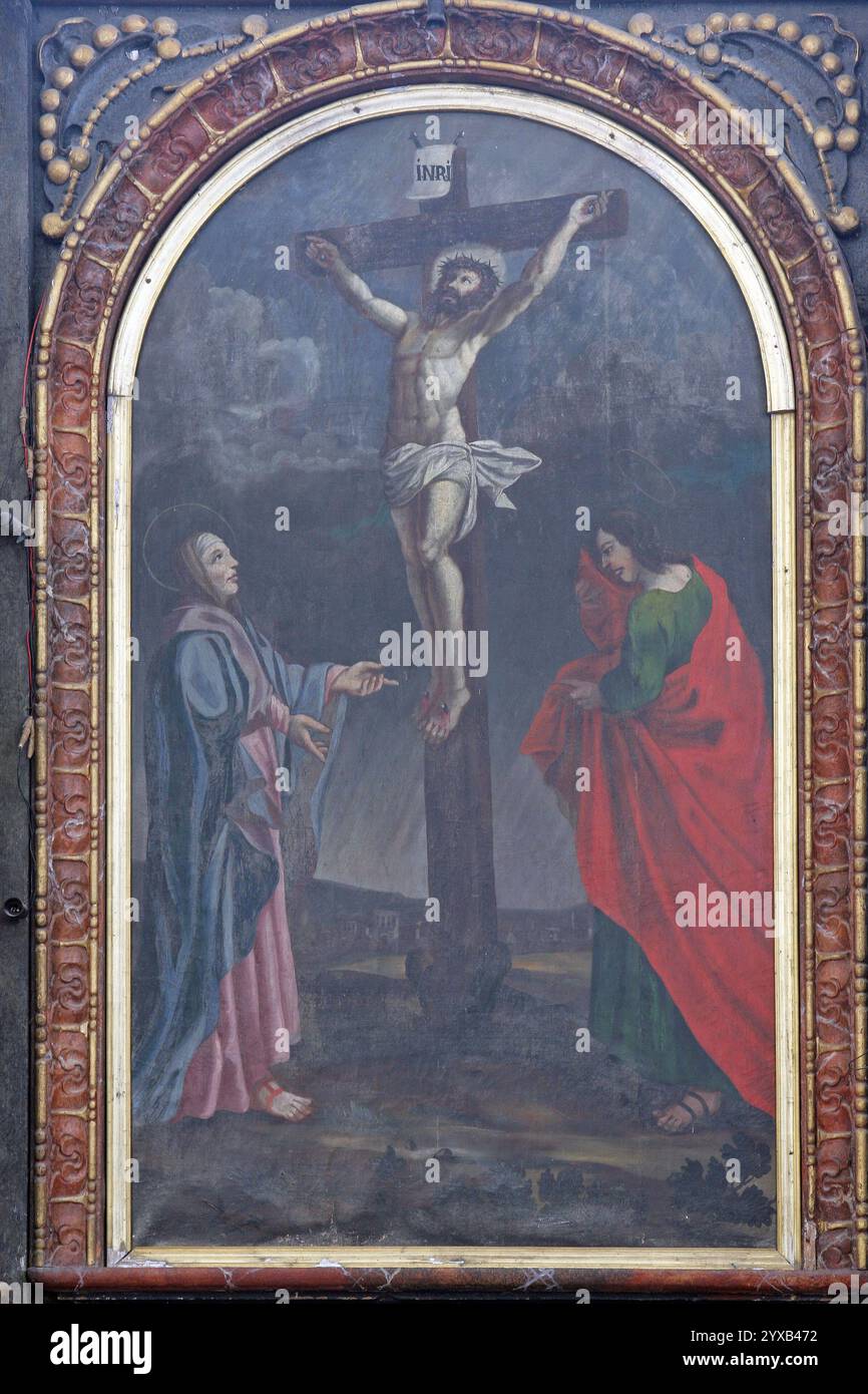 Crucifixion, Virgin Mary and Saint John under the cross, altarpiece on the altar of the Holy ...