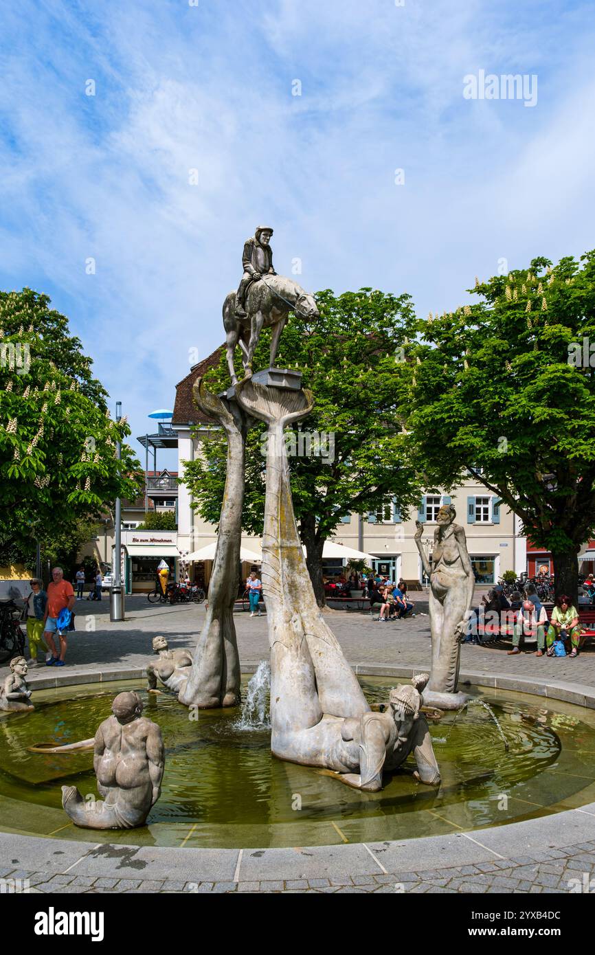 Martin Walser as Lake Constance Rider on a horse, fountain ...