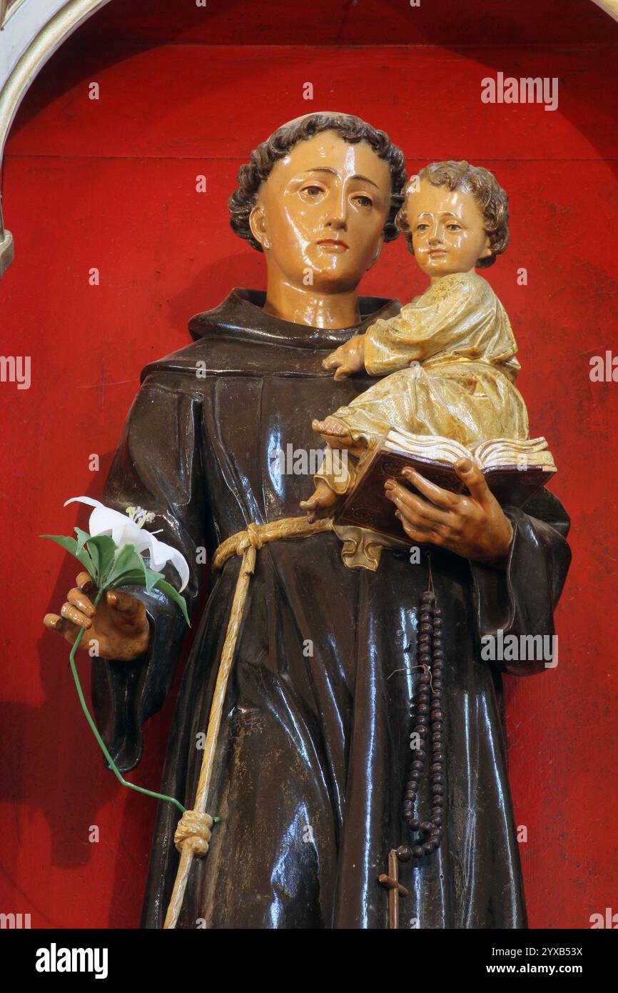Saint Anthony of Padua with the child Jesus, statue on the altar of Saint Anthony of Padua in ...