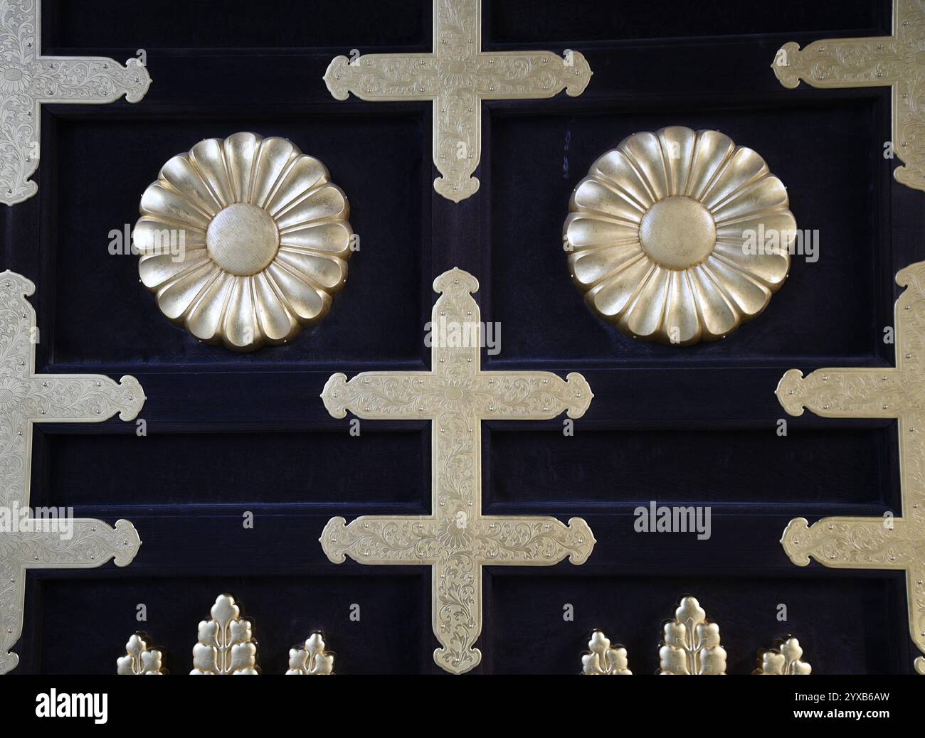 Edo period Amida-dō gate golden architectural detail depicting the ...