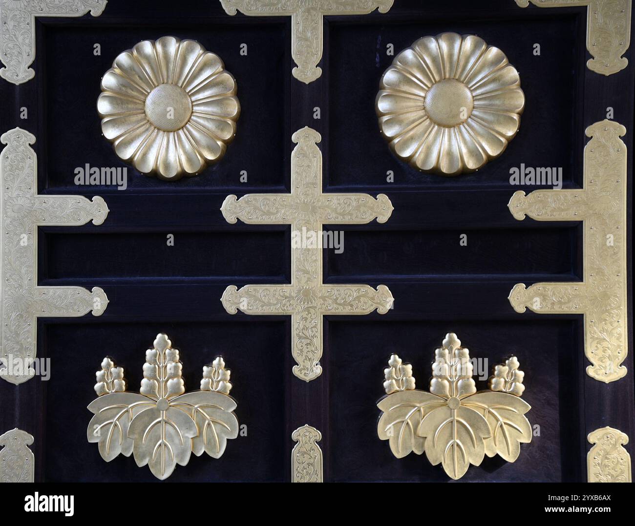Edo period Amida-dō gate golden architectural detail depicting the ...