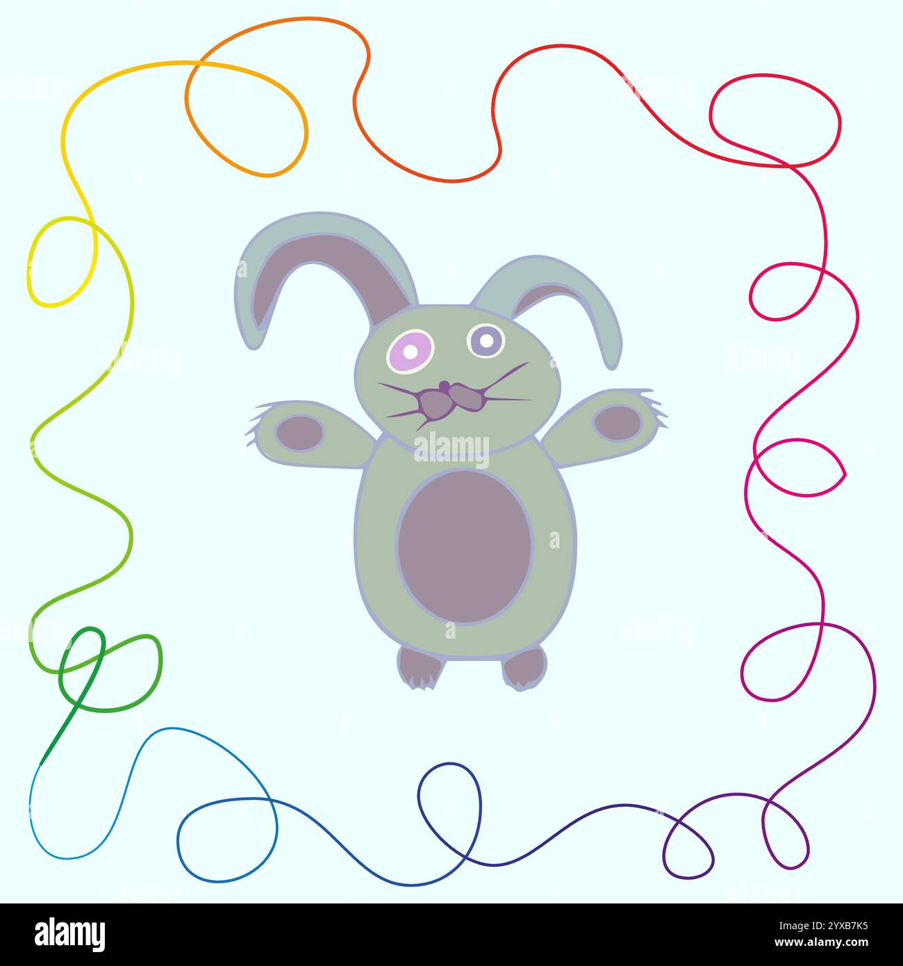 A cheerful rabbit, a fairy-tale character in a frame Stock Vector Image ...