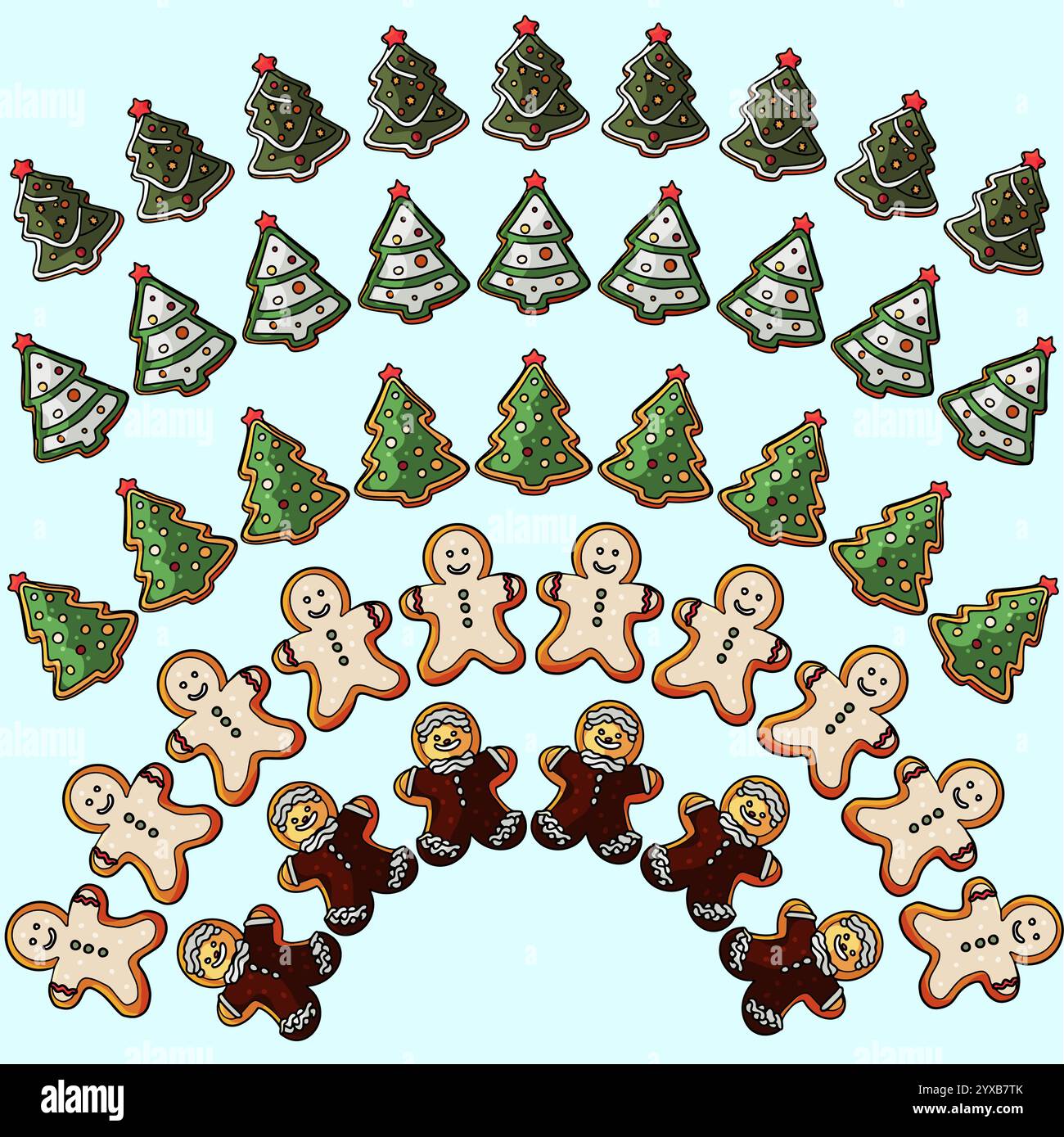 Holiday card with a circular image of gingerbread men and Christmas ...