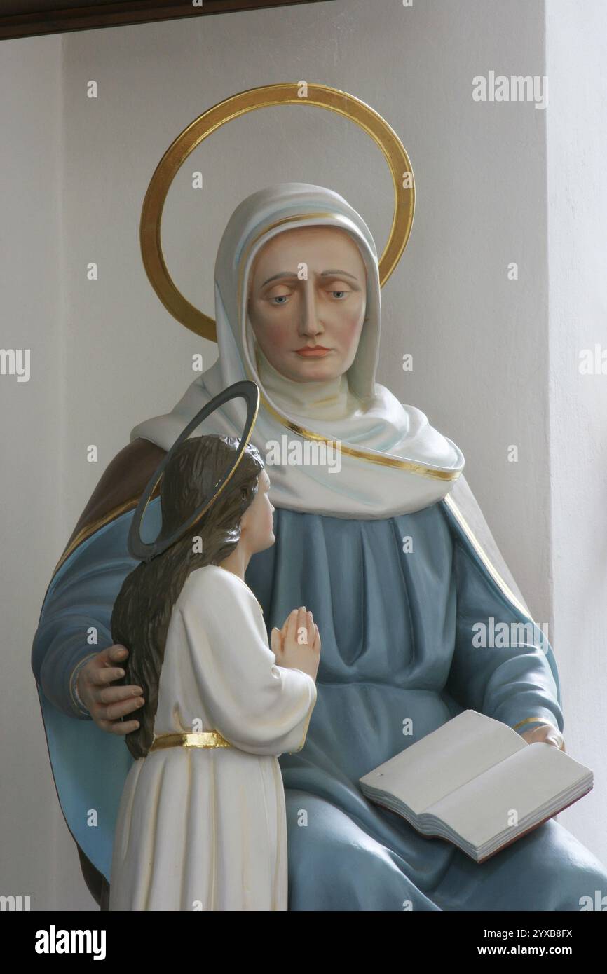 Saint Anne with Virgin Mary, statue in the Church of Visitation of the ...