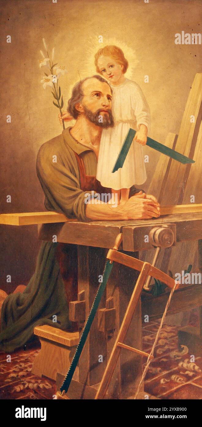 Saint Joseph the Worker with the Child Jesus, painting in the parish ...