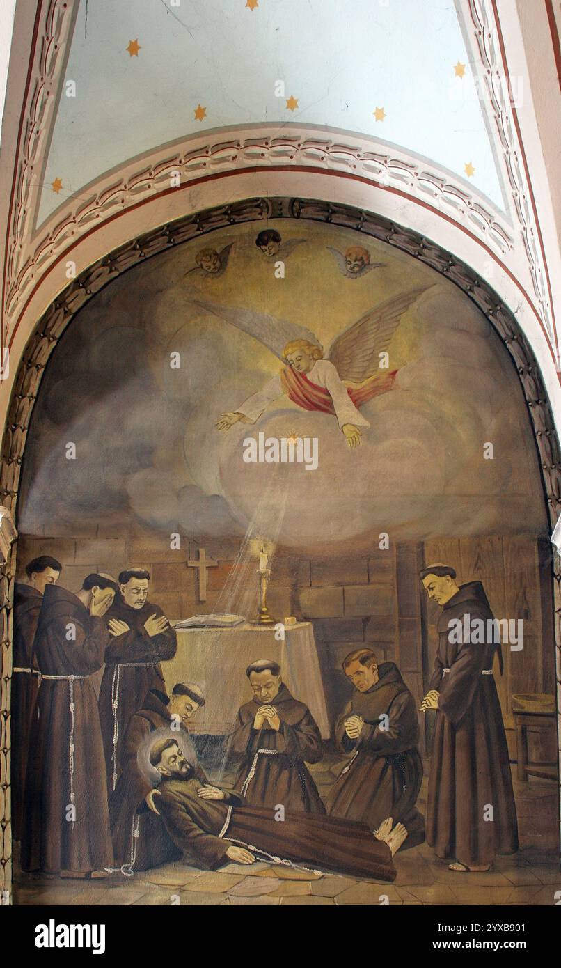The Death of Saint Francis, fresco painting in the parish church of the ...