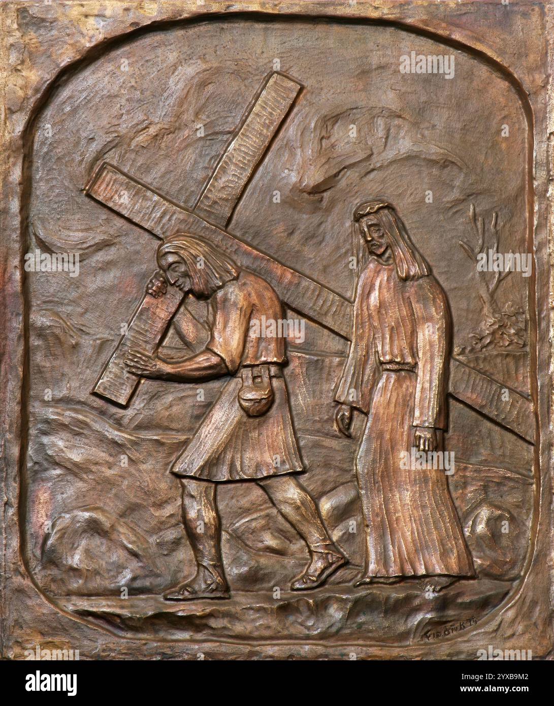 5th Stations of the Cross, Simon of Cyrene carries the cross, Parish Church of Saint Lawrence of ...