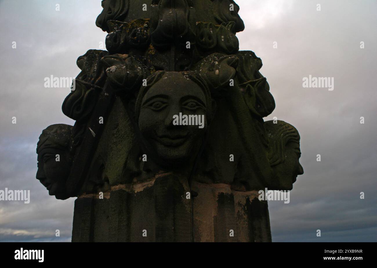 Gargoyles on Wrexham parish church bell tower rooftop Stock Photo - Alamy